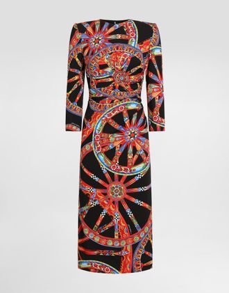 Dolce & Gabbana Kleid Aus Charmeuse Mit Carretto-print - Frau Kleider Multicolor 40