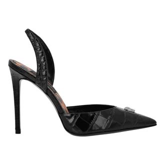 Philipp Plein Femme, Chaussures, Noir, Taille: 41 EU Escarpins Slingback en Cuir Imprim&eacute; Croco