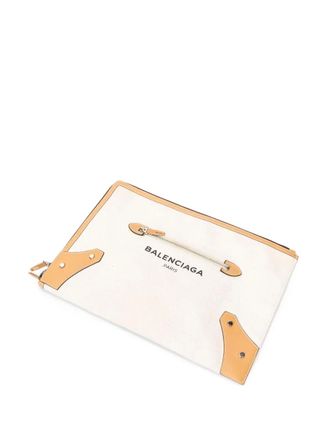 Balenciaga Clutch mit Logo - Nude