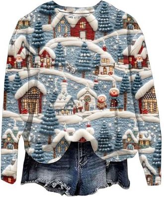 Generic Sweat-shirt de No&euml;l pour femme 2025 - Style urbain festif - Pull de No&euml;l amusant pour femme - Col rond - Manches longues - Pull de No&euml;l - Sweat-shirt 