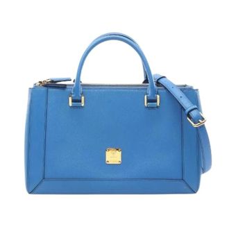 MCM Pre-owned Leather 2way Handbag - - Pre-owned - Damen - Blau - ONE SIZE