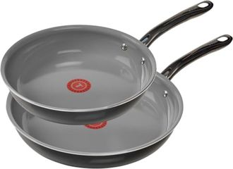 T-fal T-Fal Preserve Keramik-Kochgeschirr, antihaftbeschichtet, 2-teiliges Bratpfannen-Set, 21,6 cm und 27,9 cm, Trüffelschwarz