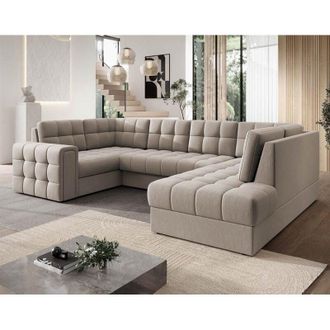 Best Mobilier Bestmobilier - Nappa - canap&eacute; panoramique dangle gauche 7 places convertible avec coffre en velours
