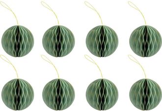 Matches 21 Weihnachtsbaum Anhänger 8er Set aus Papier Kugel- Scandi Faltbare Hängedeko in Hellgrün Magnet & Goldkante - Moderne Weihnachtsdeko Ø 10 cm cm für Woh