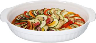 MamboCat ovale Auflaufform mit Griffen I Brotbackform 1,8l Keramik Bräter backofengeeignet I Pasta Servierschale weiß feuerfeste Ofenform Lasagne I Antipastisc