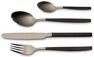 Echtwerk Echtwerk EW-BS-3245E Tafelbesteck Positano Due-Silver/Black Edition, 24-teilig, für 6 Personen, Messer aus Klingenstahl, 18/10 Stahl