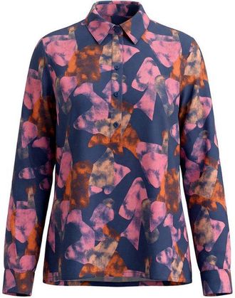 Ulla Popken Longbluse Tunika grafischer Druck A-Linie Stehkragen Langarm