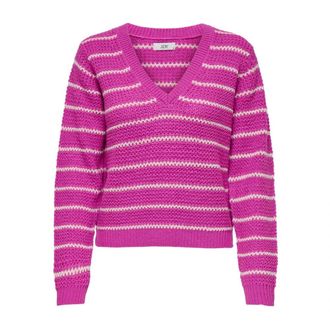 Jacqueline de Yong Ellen Pullover mit Streifen - - Knitwear - Damen - Lila - XL
