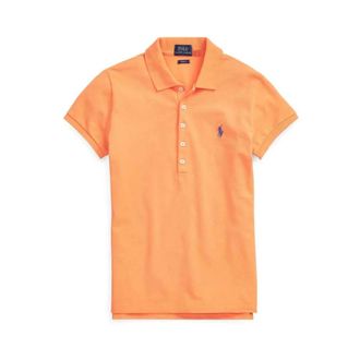 Polo Ralph Lauren T-shirt Slim Fit &agrave; manches courtes avec logo - Femme - Tops - Orange - Taille: 36 FR