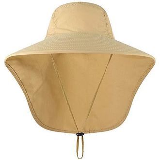 Generic Chapeau de soleil à large bord avec rabat pour la pêche, le camping, la randonnée, le bateau, les activités de plage, kaki