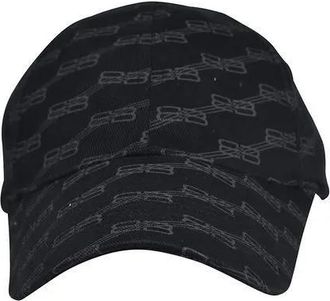 Balenciaga Caps & M&uuml;tzen - Monogrammed Cotton Cap With Adjustable Velcro Fast - Gr. S - in Schwarz - f&uuml;r Damen
