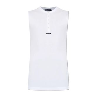 Dolce & Gabbana Geripptes Logo-Top - - Tops - Herren - Wei&szlig; - L