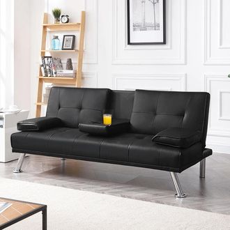 Yaheetech Klappbares Schlafsofa Couch mit Bettfunktion Bettsofa mit Großer Liegefläche von 167 cm L × 94 cm B fürs Wohnzimmer/Schlafzimmer/Heimkino/Gästezimmer 