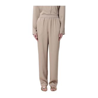 Emporio Armani Pantaloni Straight in Raso - - Trousers - Damen - Beige - M
