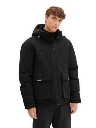 Tom Tailor Herren Artic Winterjacke mit Kapuze, Black, XL