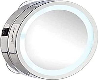 DKD Home Decor Vergrößerungsspiegel mit LED-Silber, 16,5 x 4 x 16,5 cm