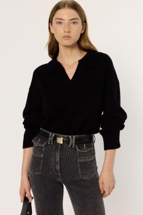 Gerard Darel Pull à col polo en laine - ENORA - Noir