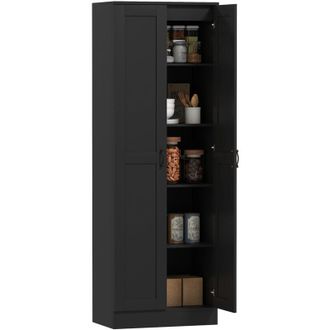 HOMCOM Armoire de rangement - Panneau de particules - 60x36.5x175cm - noir