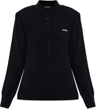 Rotate Rotate Birger Christensen - Polo en laine &agrave; manches longues - Femme - Pulls - Noir - Taille: 38 FR