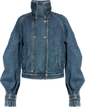 Lanvin Femme, Vestes, Bleu, Taille: 40 FR Veste en jean avec col montant