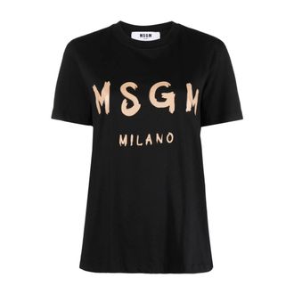 Msgm Msgm, Femme, Tops, Noir, Taille: 36 FR T-shirt en coton