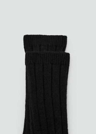 Mango Chaussettes laine m&eacute;lang&eacute;e maille c&ocirc;tel&eacute;e noir - Femme - Taille unique - MANGO