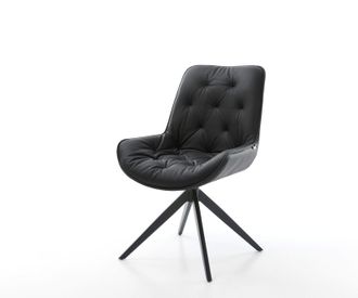DELIFE Esszimmerstuhl Taimi-Flex Echt-Leder Schwarz Kreuzgestell breit Schwarz, Esszimmerst&uuml;hle