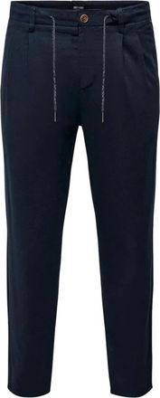 Only & Sons Only & Sons, Homme, Pantalons, Bleu, Taille: W36 L32 Onsleo Crop Linen Mix Pant