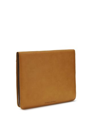 Brunello Cucinelli Mens Leather Laptop Case Naturale Calf Bos Taurus Wallet