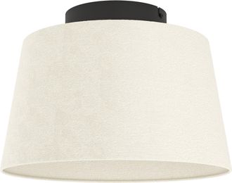 Eglo Deckenlampe Febres, Deckenleuchte aus Boucl&eacute; Stoff, Wohnzimmerlampe aus Metall in Schwarz und Textil in Wei&szlig;, E27 Fassung, &Oslash; 35 cm