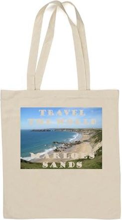 Generic Travel the world Marloes Sands, Pembrokeshire Sac fourre-tout en coton naturel Blanc