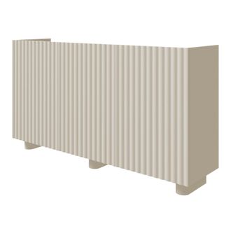 Selsey Kommode Fiorra 84&times;144&times;38,8 cm - Grau-Beige Sideboard mit Push-to-Open, 3 F&auml;cher, modernes Design, ovale MDF-F&uuml;&szlig;e (12 cm), ideal f&uuml;r Esszimmer