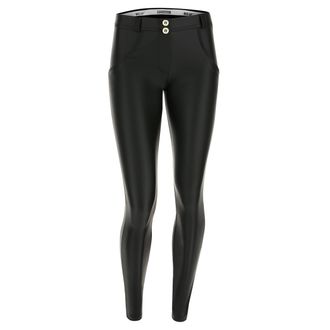 Freddy WR.UP Vegan Leather Damen Push-Up Lederhose - Regular Waist Super Skinny - Schwarz Größe XS
