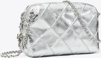 Tory Burch Damen Fleming Soft Metallic Crossbody Bag