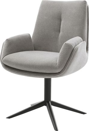 DELIFE Esszimmerstuhl Clea-Flex Fu&szlig;kreuz Schwarz Strukturstoff Soft Grau 360&deg; drehbar Wippfunktion