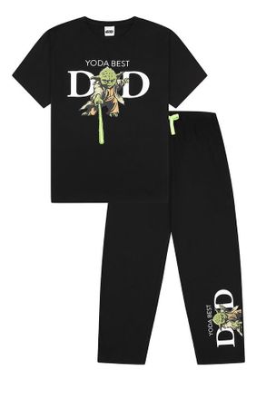 Star Wars Yoda Best Dad Herren-Schlafanzug-Set, lang, Schwarz, XL
