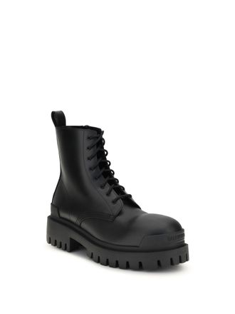 Balenciaga Mens Strike Lace-Up Boots Black