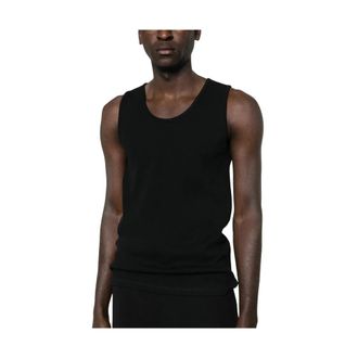Christophe Lemaire Homme, Tops, Noir, Taille: XL Scoop Neck Rib Tank