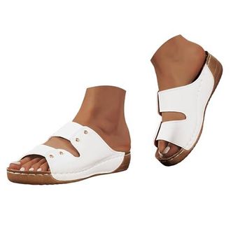 Generic Sandales compens&eacute;es orthop&eacute;diques pour femme 2026 - Sandales d&eacute;t&eacute; habill&eacute;es avec soutien de la vo&ucirc;te plantaire - Tongs confortables &agrave; enfiler pour la 