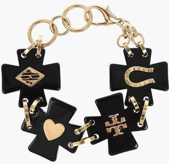 Tory Burch Two-Tone TIL SIM SLOVER Bracelet with Golden Details size Unica
