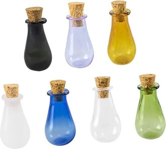 Cabilock 7 St&uuml;ck Glasflasche Mini Phiole Treiben Drift Wunschflasche Aus Glas Glasfl&auml;schchen Flasche Wunschflaschen Aus Glas Flaschenglas W&uuml;nschen Transparente