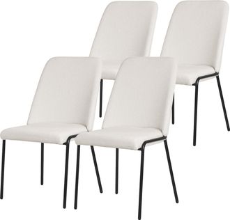 ML Design ML-Design Esszimmerstühle 4er Set Beige, Küchenstühle mit Stoffbezug und Metallbeinen, Wohnzimmerstuhl mit Rückenlehne, Polsterstühle für Esszimmer & 