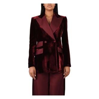 Simona Corsellini Zweireihiger Samtblazer mit steigendem Revers - - Jackets - Damen - Rot - L
