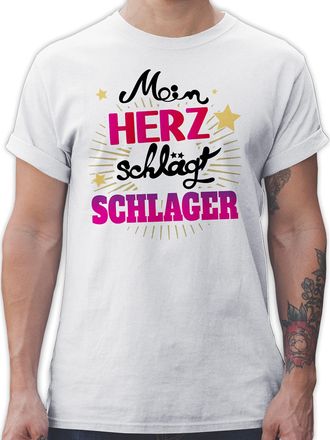 Shirtracer T-Shirt Herren - Party - Mein Herz schl&auml;gt Schlager Outfit Schlagerparty I - XL - Wei&szlig; - Shirts Team Schlager Tshirt schlagernacht im Herzen Shirt Obe