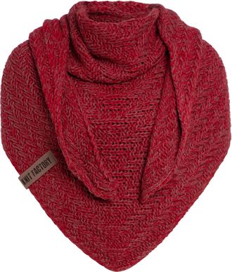 Knit Factory Dreiecksschal Sally - Damen Strickschal mit Wolle - Grob gestrickten Schal - Hochwertige Qualit&auml;t - XXL Schal - 220x85 cm - Bordeaux/Stone Red