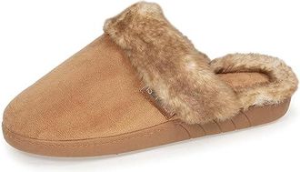 Isotoner Chaussons pantoufles Mules femme en velours, semelle ultra confort, 37 EU, camel