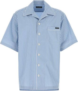 Dolce & Gabbana Homme, Chemises, Bleu, Taille: XL Hawaii Striped Poplin Shirt