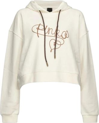 Pinko Pinko, Femme, Sweatshirts et sweats &agrave; capuche, Blanc, Taille: 38 FR Valleja 1 Felpa