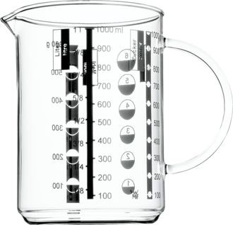 WMF Gourmet Messbecher 1 l - hitzebeständiger Glas-Messbecher mit präziser Skalierung, spülmaschinen- & mikrowellengeeignet, robuster Maßbecher aus Glas z