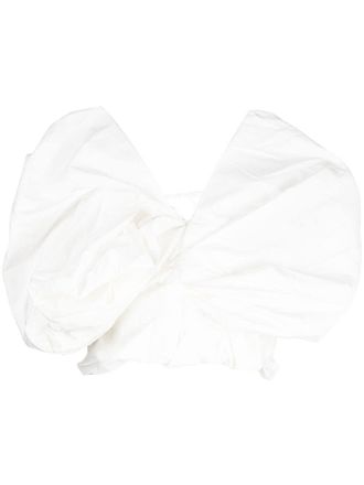 JNBY haut crop en coton &agrave; volants - Blanc